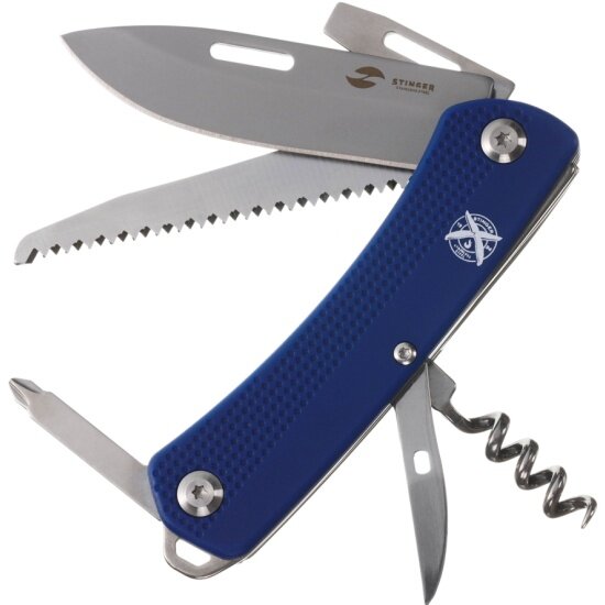 Нож перочинный Stinger , 103 мм, 10 функций, материал рукояти, АБС-пластик синий FK-GHK3P-06
