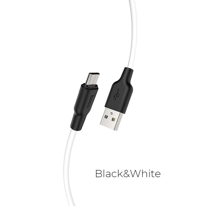 Кабель USB Hoco X21 Plus Silicone Micro-USB, 1м, черно-белый