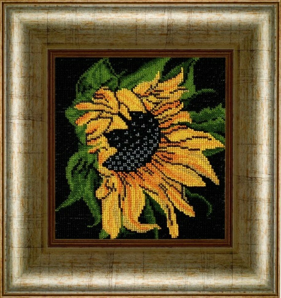 Набор для вышивания Вышиваем бисером #В-72 Подсолнух, Вышивка бисером, 19 x 22 см