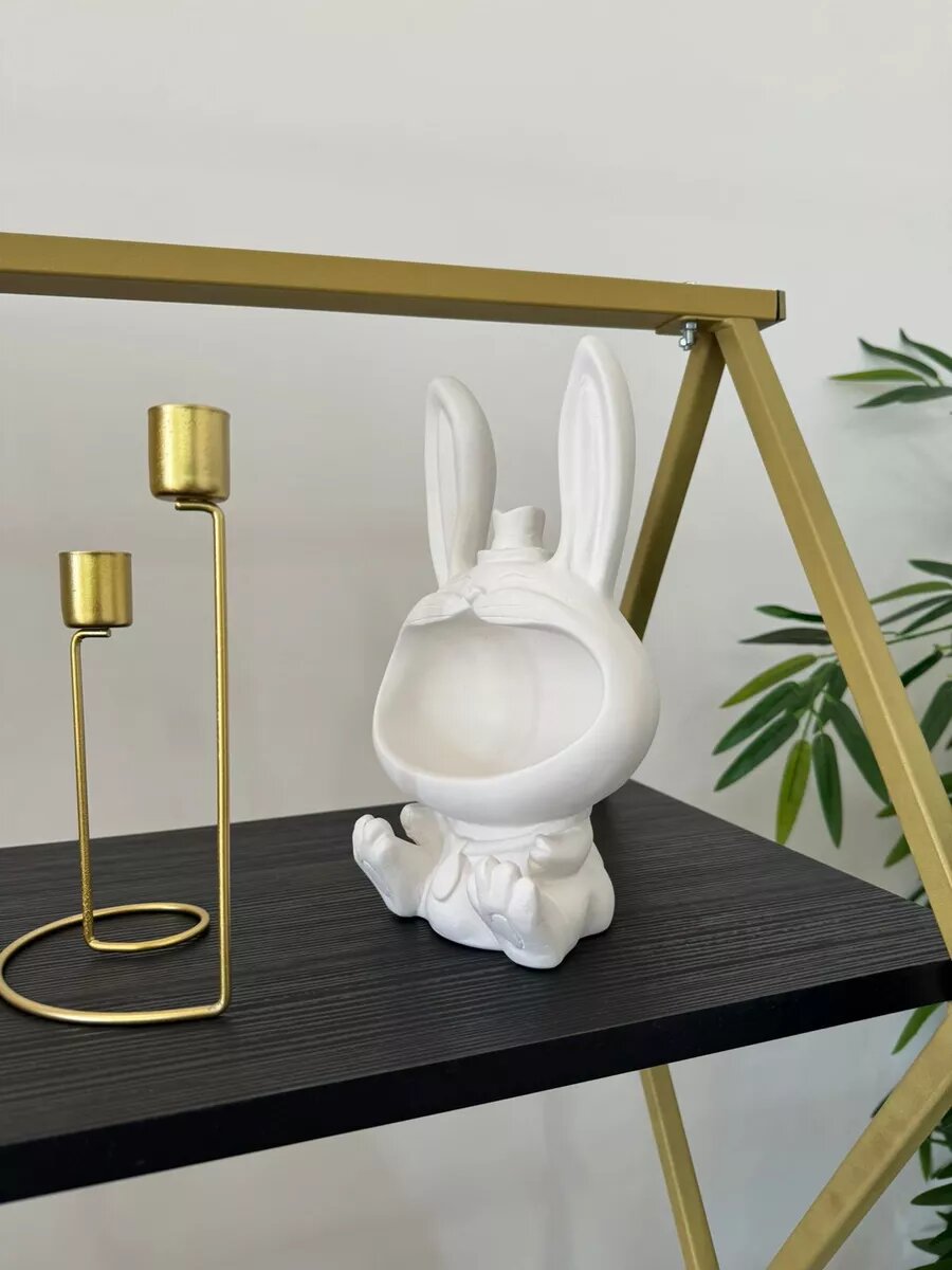 Конфетница BI BRIGHT IDEA "Зайчик", гипс, овальная, 16х16х23 см