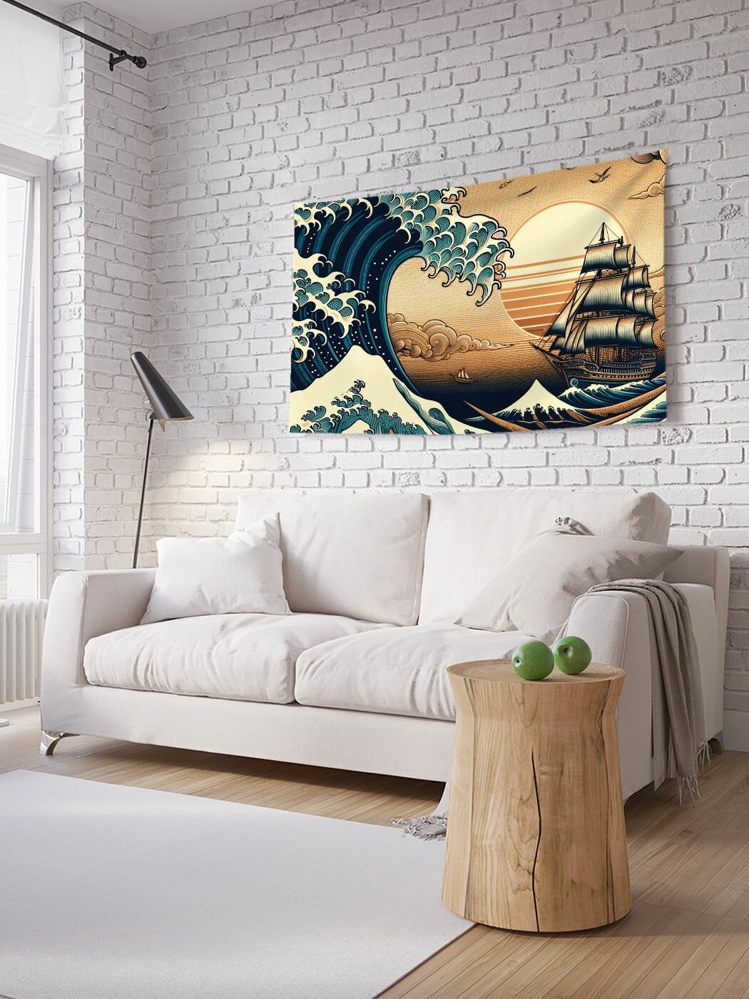 Фотопанно на стену горизонтальный постер 100х150 "Корабль на закате", JoyArty