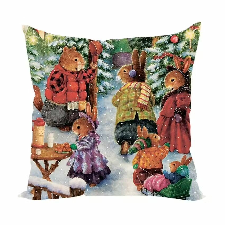 Подушка декоративная Рождество в лесу Твил 40х40