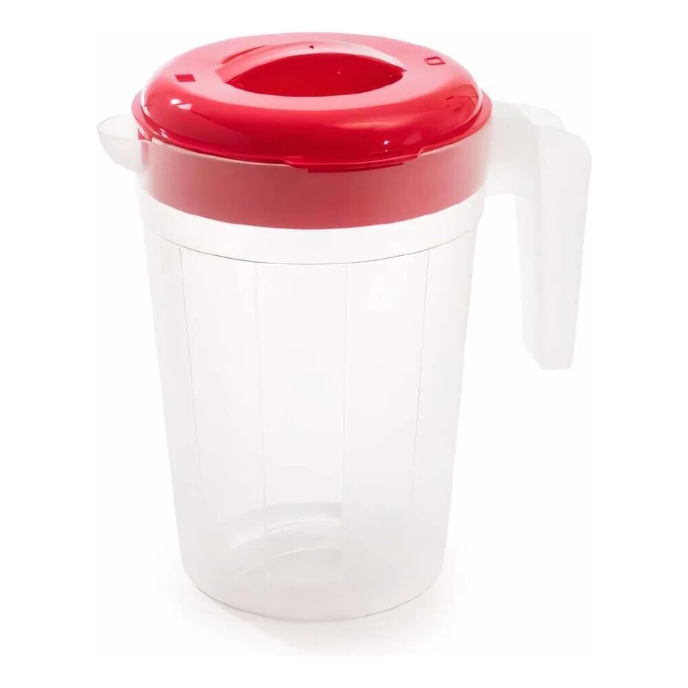 Кувшин Полимербыт с крышкой, пластик, ручка для переноски, однотонный дизайн, универсальное хранение жидкостей