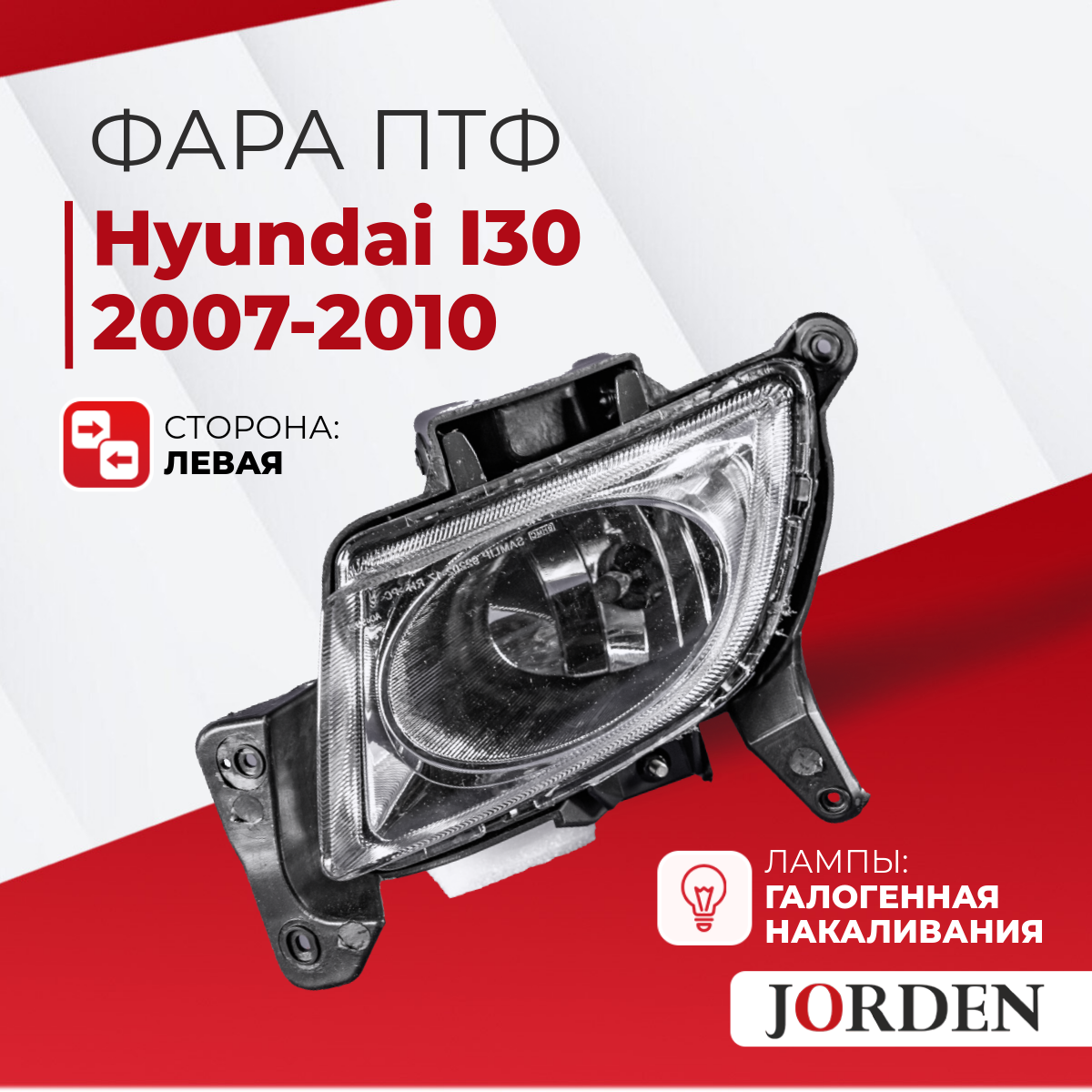 Фара противотуманная левая Hyundai I30 2007-2011 ПТФ, туманки авто Хендай Ай30 галогенная передняя