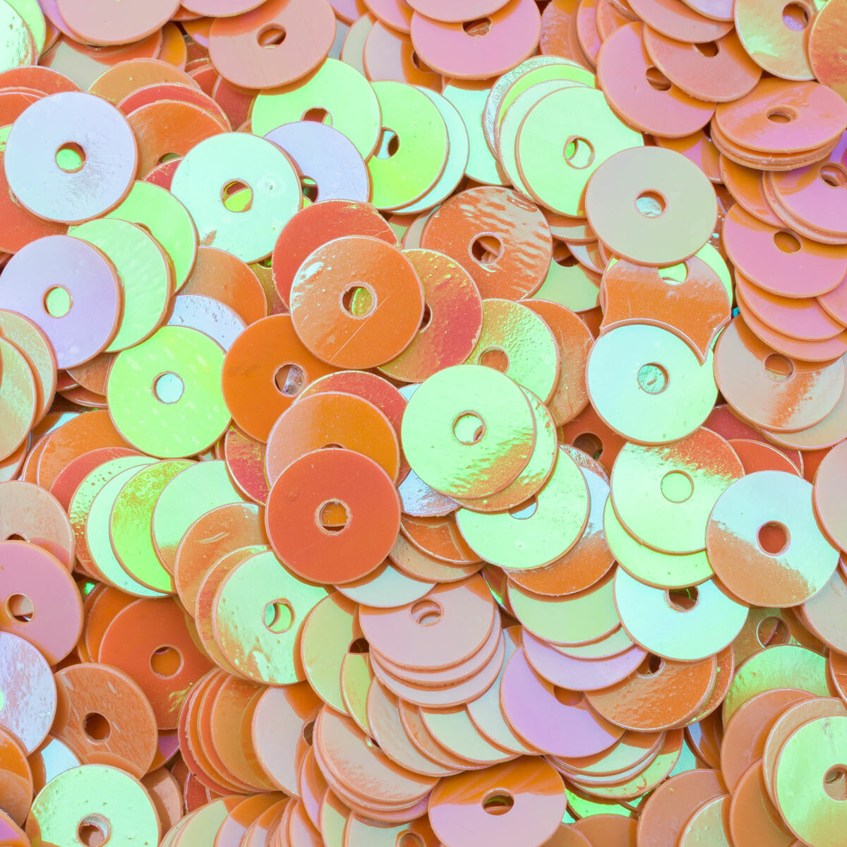 Пайетки для рукоделия пришивные плоские, 6 мм, 10 г*10 упак, Astra&Craft (88 оранжево-жёлтый кремовый)