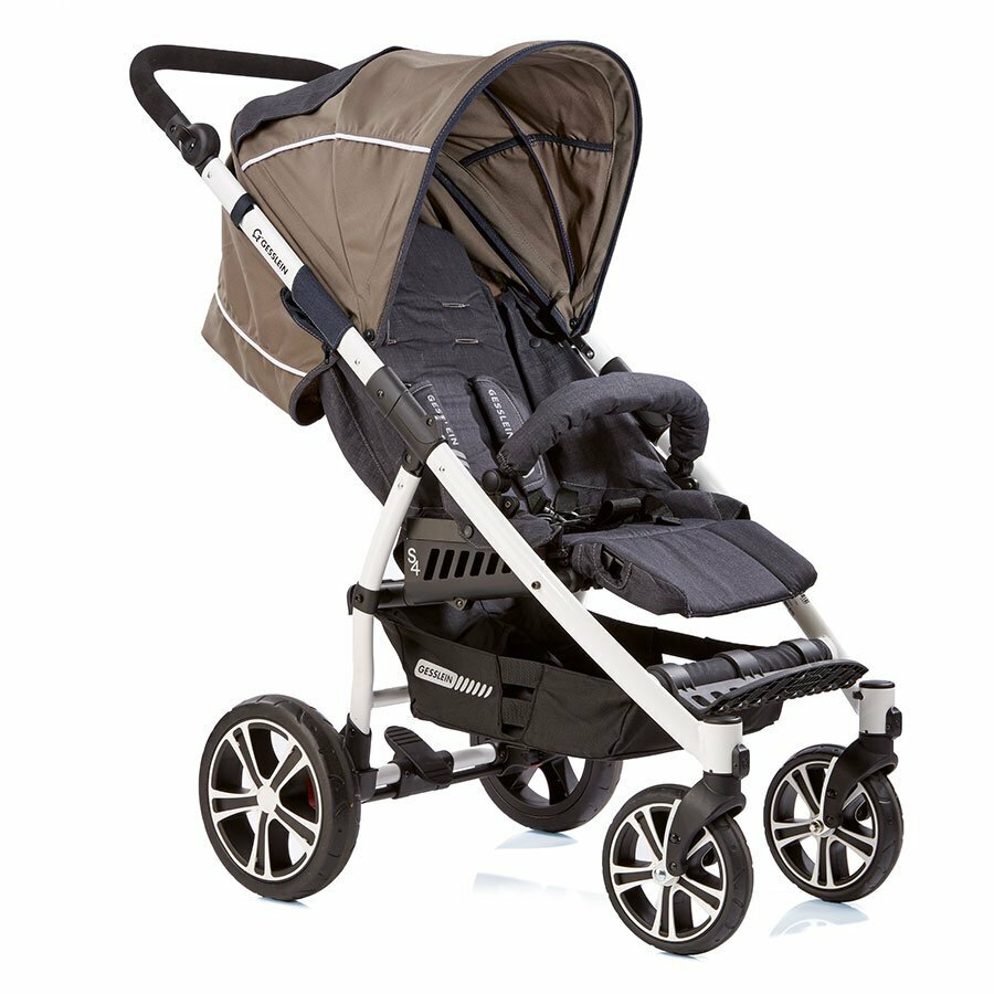Детская коляска 2 в 1 Gesslein S4 Air Cappuchino/Jeans люлька для новорожденного и прогулочный блок С3 650650