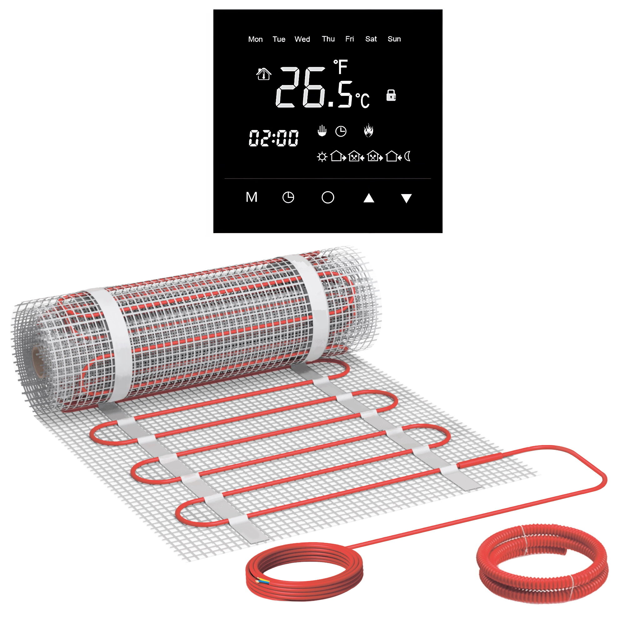 Теплый пол Vimarr L 540L75KM0.5-M1-23 0.5 м2 75 Вт с черным зеркальным программируемым сенсорным терморегулятоом