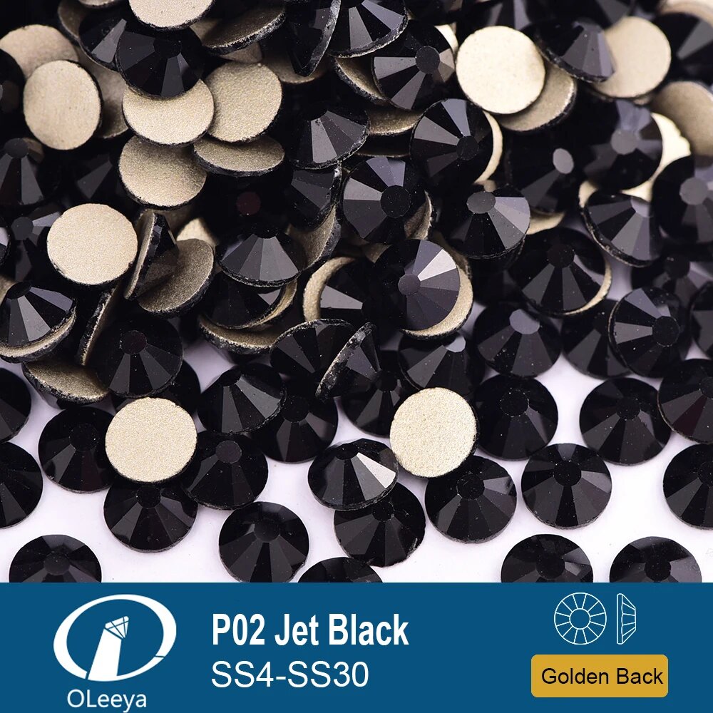 Oleeya P01-P30 холодная фиксация искусственные золотые стразы Черный, SS30-288pcs, p02 Jet black