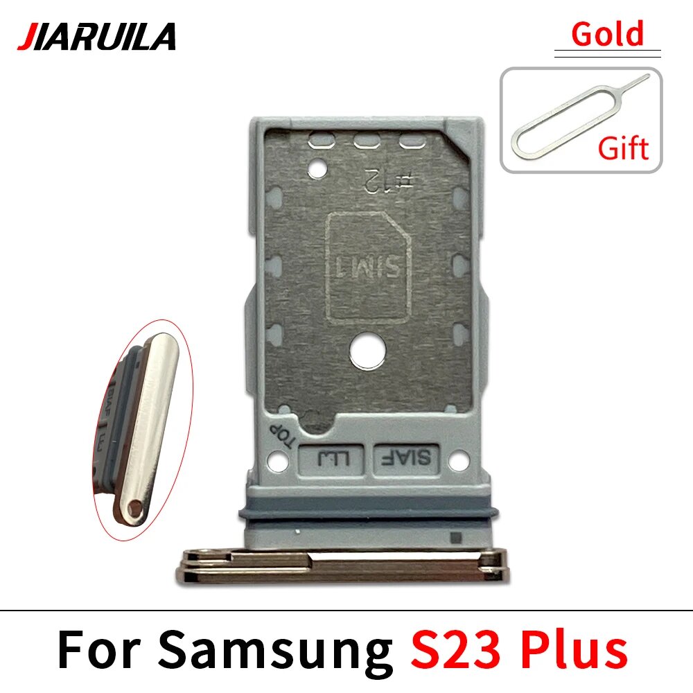 Лоток для SIM-карты с двумя картами, слот для чипа, держатель гнезда, запасная часть для Samsung S23/S23 Plus/S23 Ultra S23 Fe S23 Plus Gold
