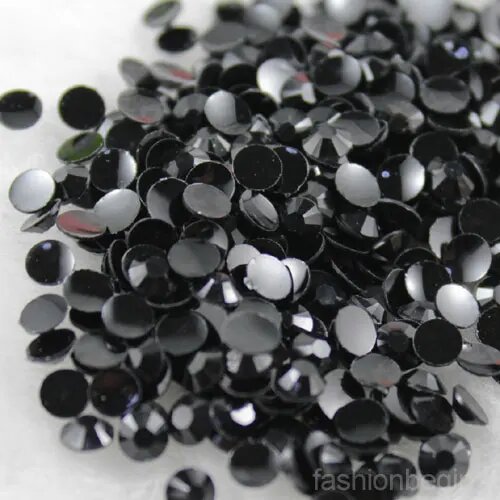Стразы акриловые плоские 1000 шт 2-6 мм Черный, 2mm, Black jet