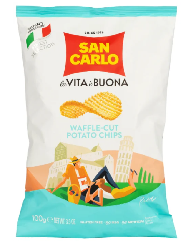 Чипсы картофельные SAN CARLO вафельная нарезка /пакет/ 100г