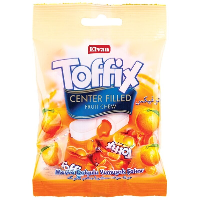 Конфеты ELVAN Toffix Orange с жидким центром Апельсин 80г
