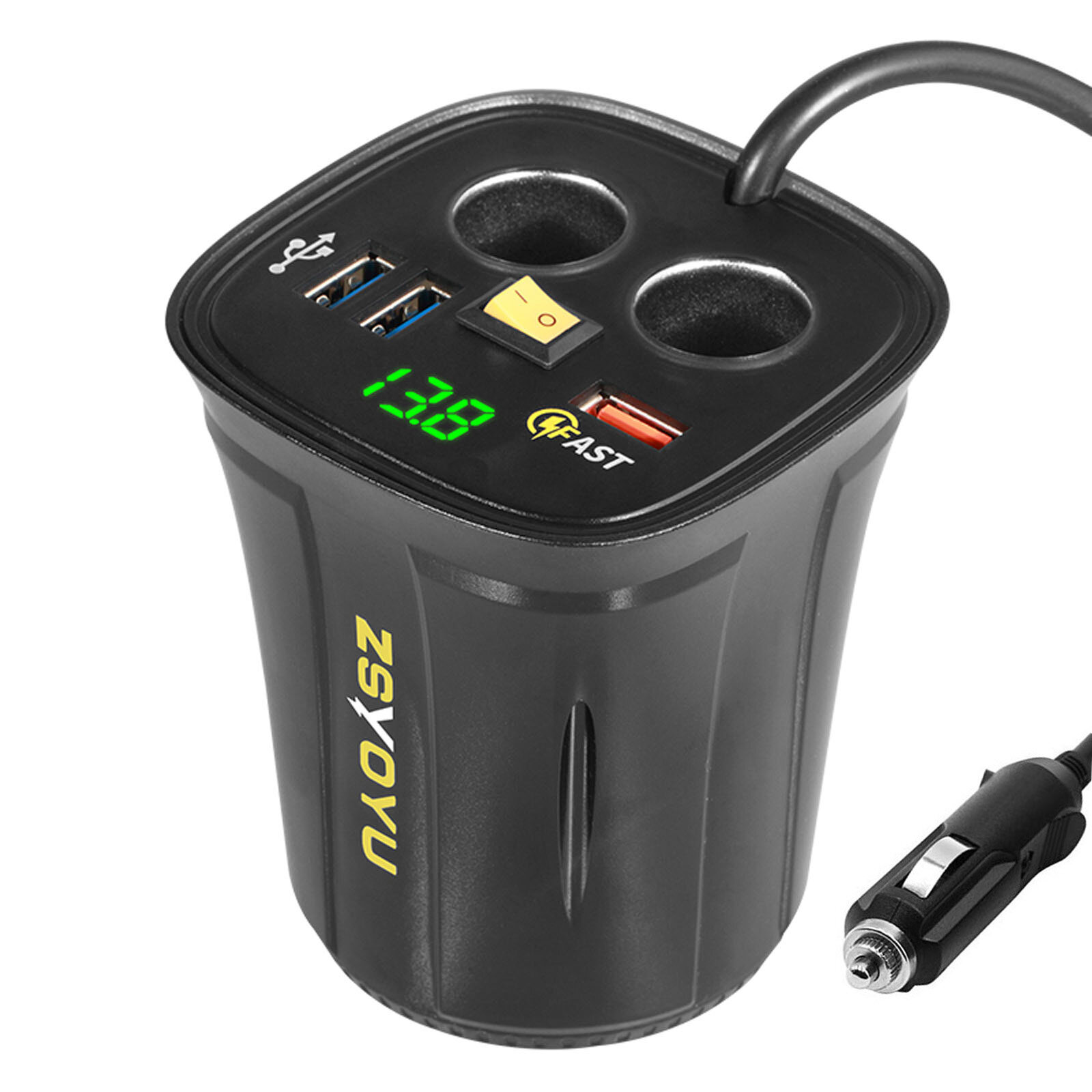 Адаптер для автомобильного прикуривателя, разветвитель, 80 Вт, QC3.0, быстрый двухпортовый, заподлицо, быстрый USB, 4,2 А, вольтметр вкл./