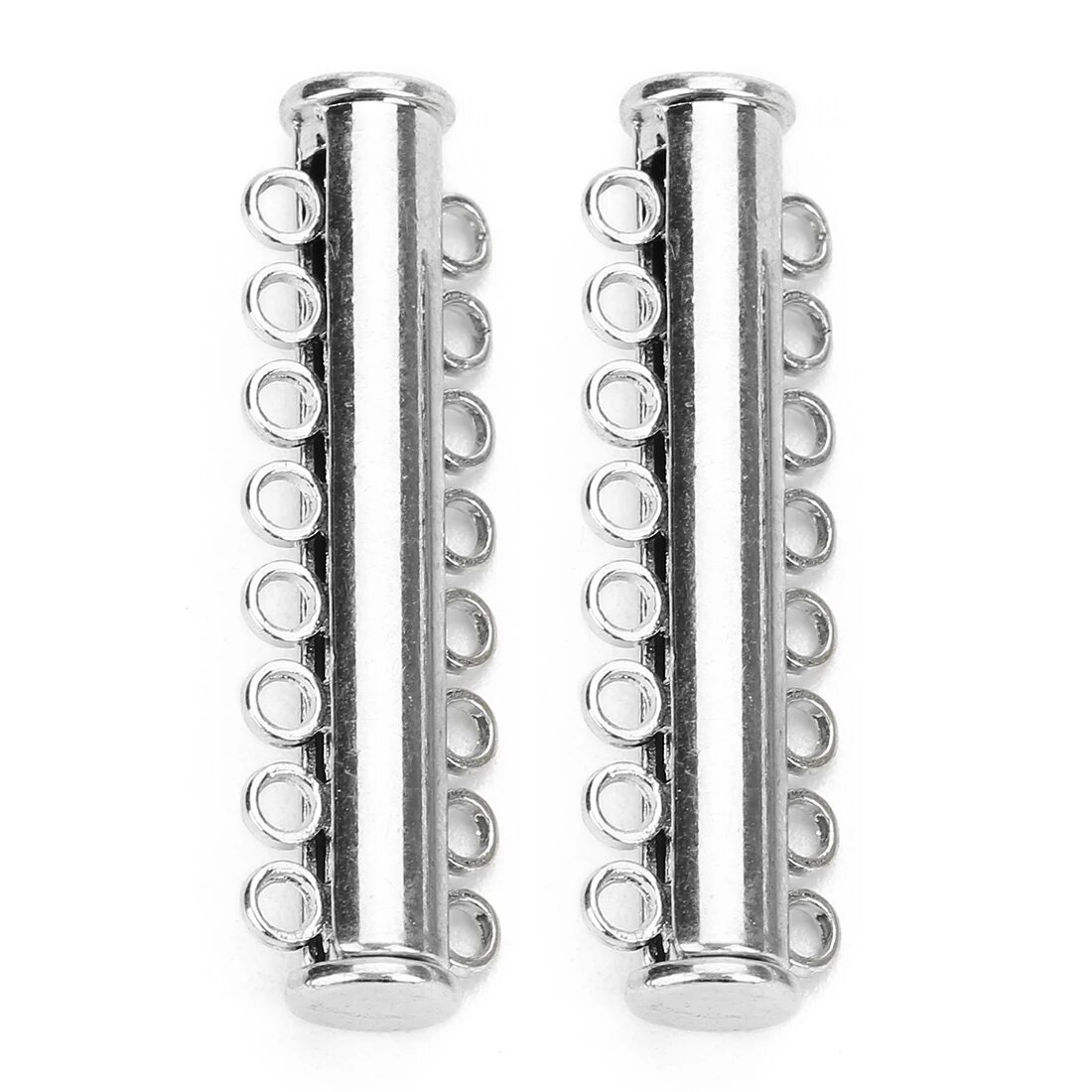 Магнитные замки для браслетов и ожерелий 5 шт. Серебряный, 6 Rows, Rhodium