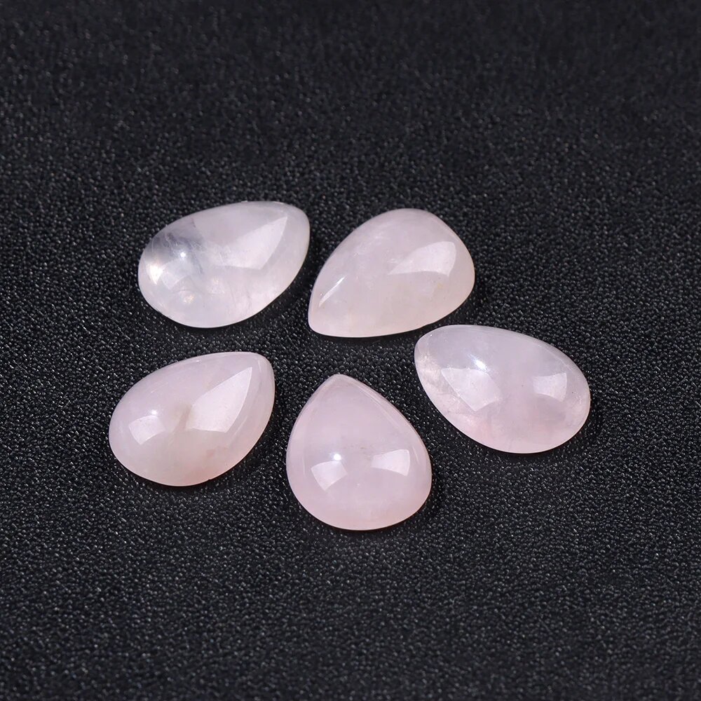 Кабошоны из розового кварца, аметистов и халцедона Белый, 10 Pieces, Rose Quartz