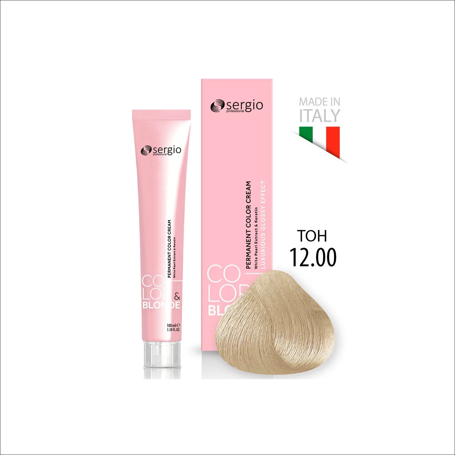 Перманентный краситель для волос 12.00 ультра-светлый блондин натуральный, 100мл, sergio professional