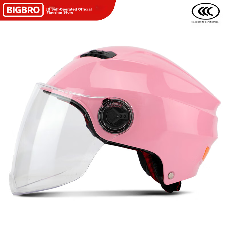 BIGBRO X339 Pink 3C Electric Motorcycle Helmet for Men And Women, Lightweight Summer Helmet