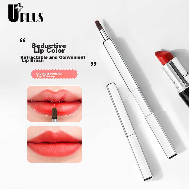 UPLUS Upgraded Lip Brush, Portable Extendable Lipstick Brush, Lip Gloss Brush, Concealer Brush, Lip Liner Brush [Icicle Silver]