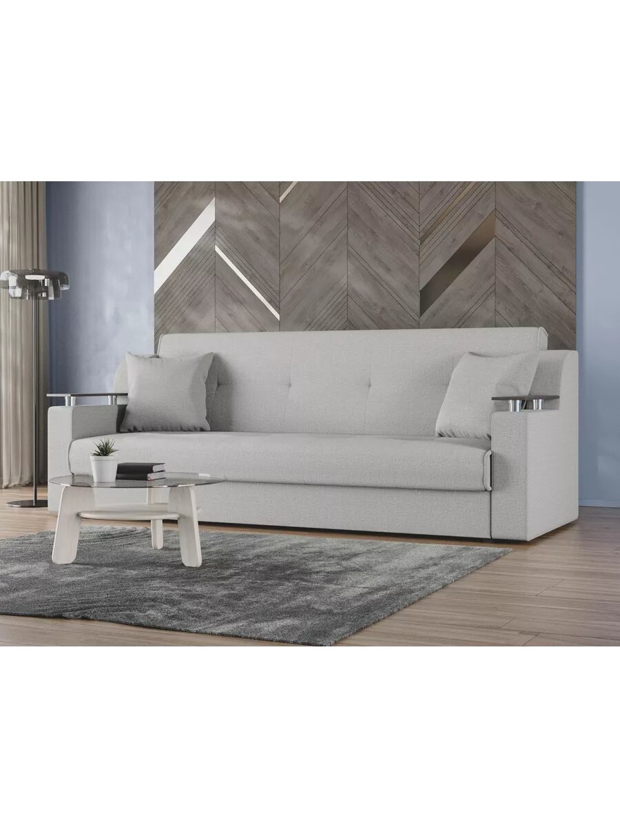 Диван-книжка Сенатор, 3-местный, размер: 208х80см, спальное место: 115х180см, рогожка, бежевый