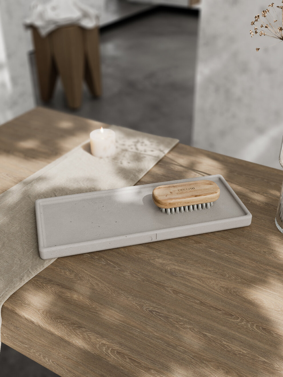 Декоративная подставка, поднос для ванной, прямоугольный поднос 27x11 см, "Oxford" серый матовый.