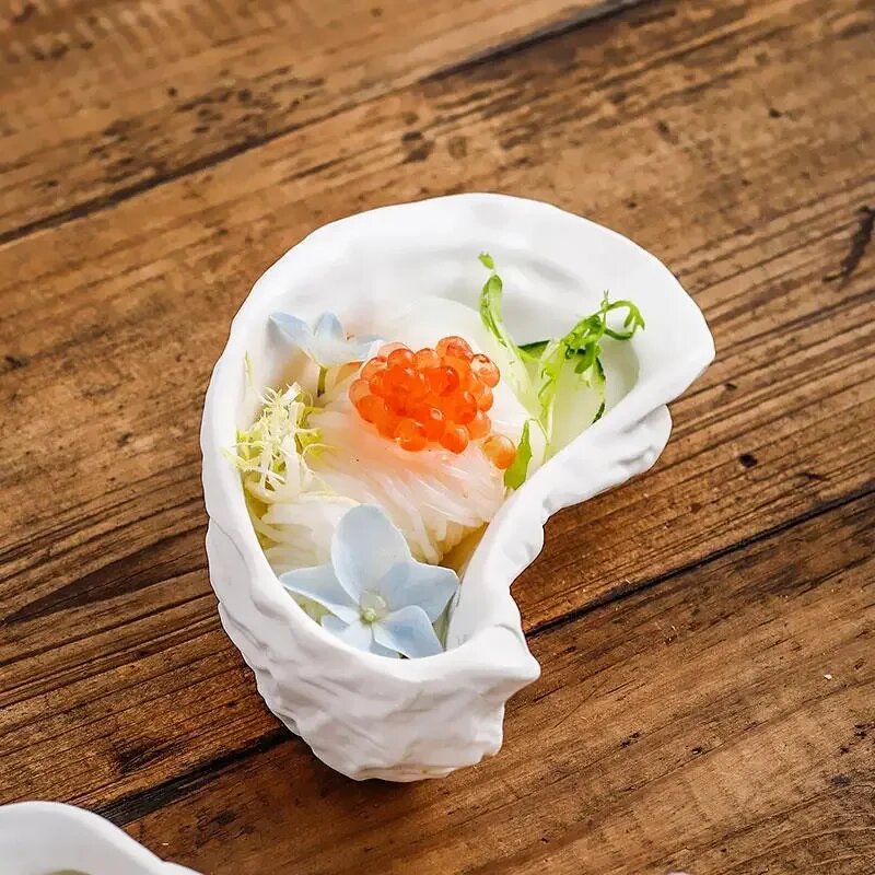 Миска "DIVEDEER", в форме устрицы, керамическая, beige, 1 шт