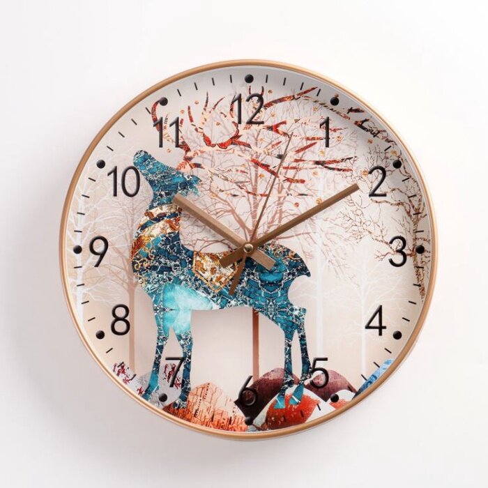 Часы настенные КНР Олень, интерьерные, плавный ход, диаметр 30 см