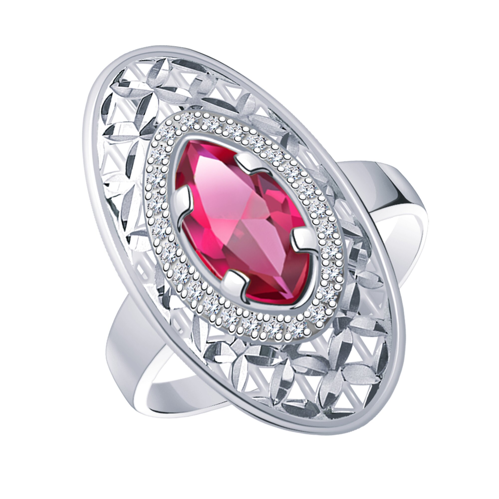 Кольцо, серебро, 925 проба, родирование, фианит