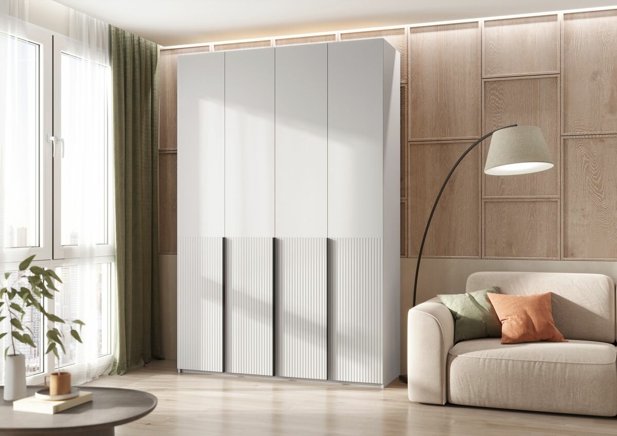 Марвэл Шкаф 4-х ств. 1600 мм Браш Вайт, Белый