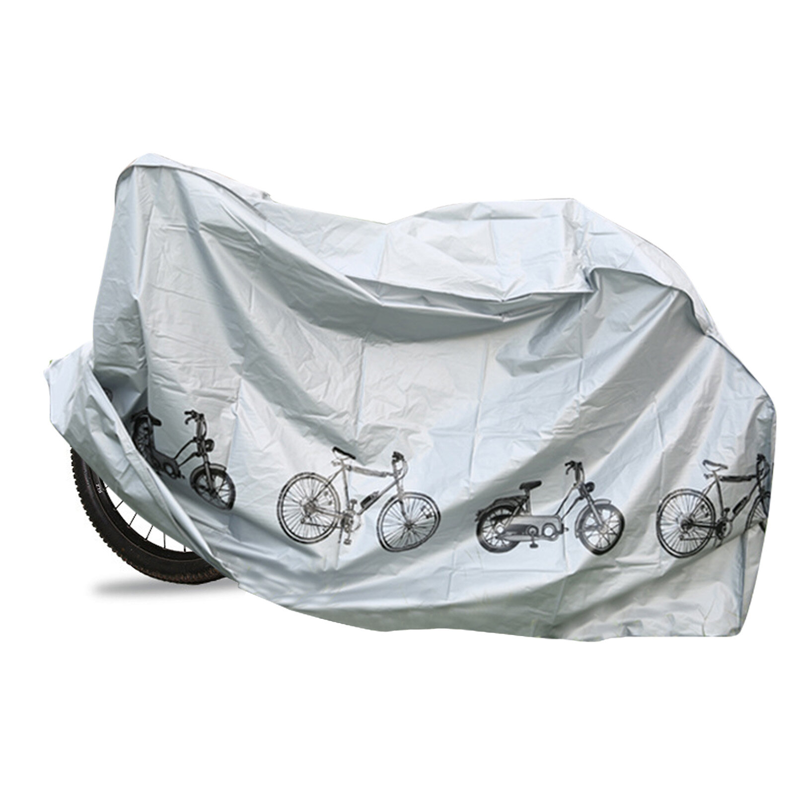 Чехол для велосипеда защита от внешних факторов водонепроницаемый антипыльный чехол для колеса и рамы для горных велосипедов дорожных электровелосипедов черный белый серый размер упаковки 180*180*20мм вес упаковки 360г количество 1 штука