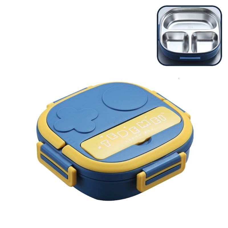 Детский ланч-бокс из нержавеющей стали с роботом, Синий - 3