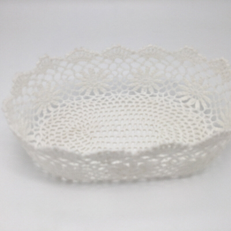 Овальная большая и маленькая кружевная корзина для хранения, ручная работа, милая кружевная маленькая корзина, органайзер для ключей и закусок