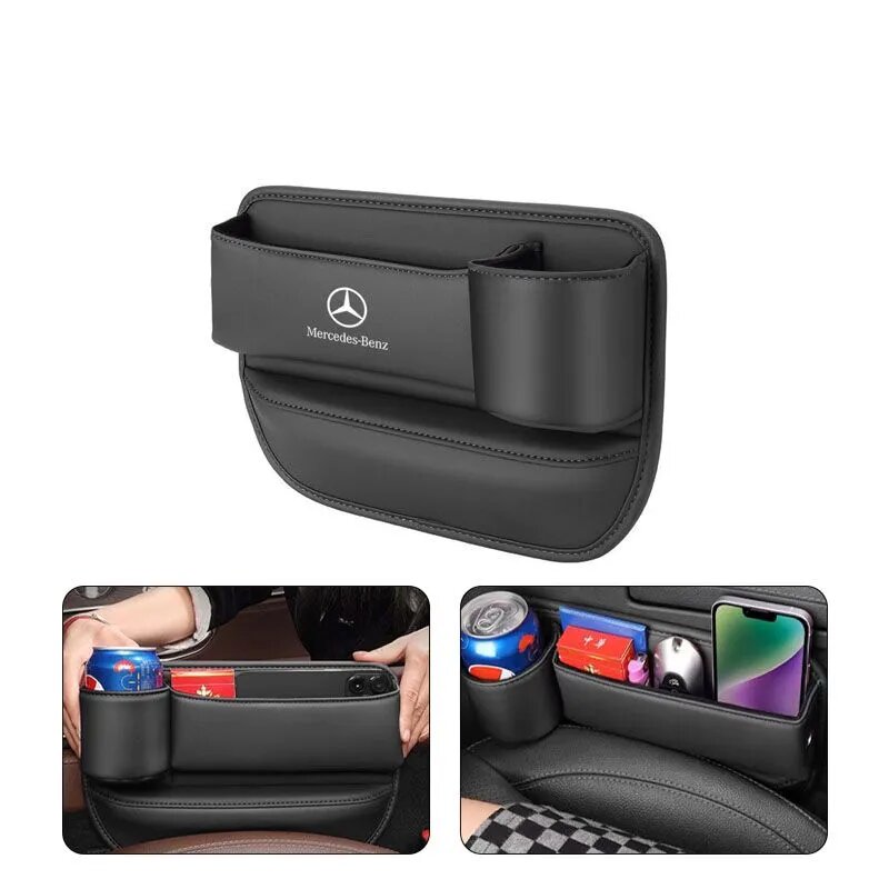 Мерседес Бенц (Mercedes benz)Многофункциональная основная сумка на сиденье водителя, герметичная черная сумка для хранения с подстаканником, ящик для хранения из искусственной кожи