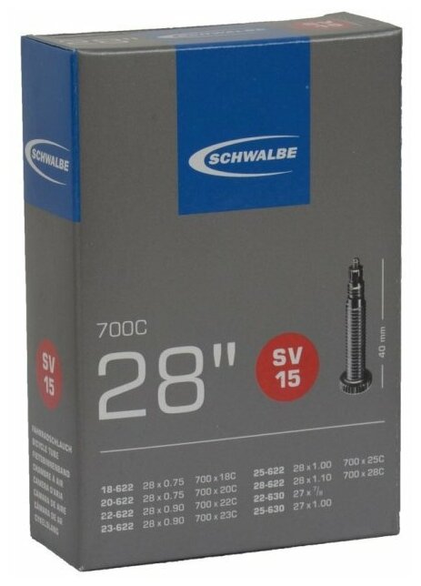 Камера SCHWALBE 28"/700 спорт SV15 (18/28-622/630) IB 40mm 05-10427343