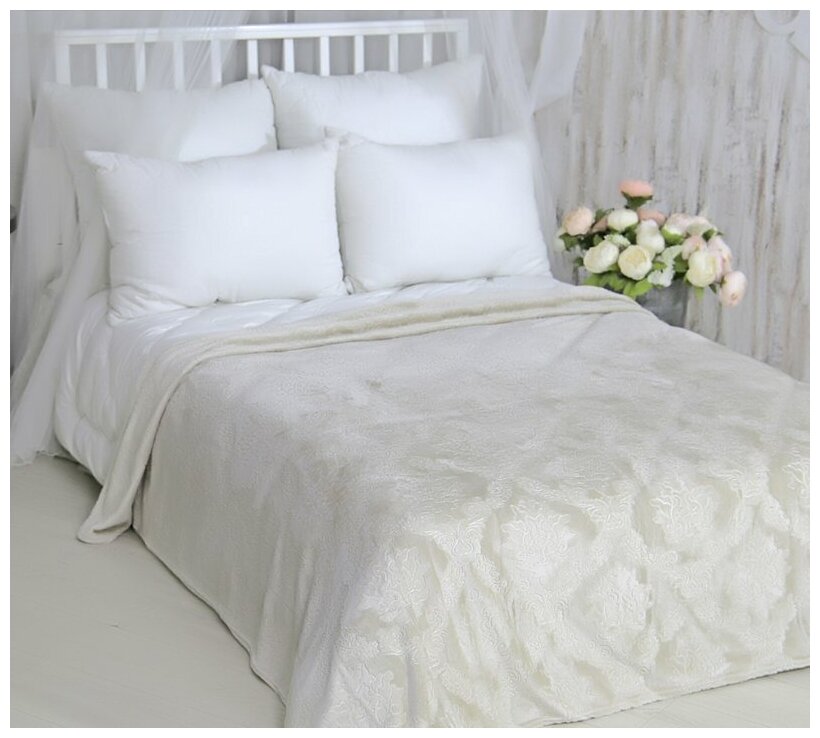 Текс-Дизайн Плед "Жаккард молочный" велсофт (150х200)