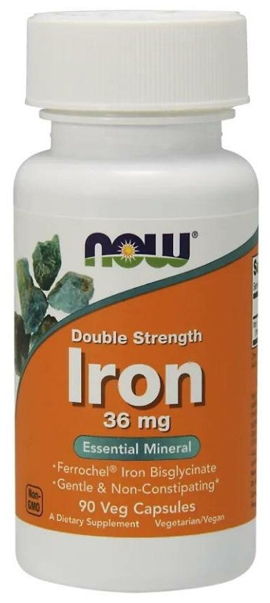 NOW Iron 36 мг, 90 капс.