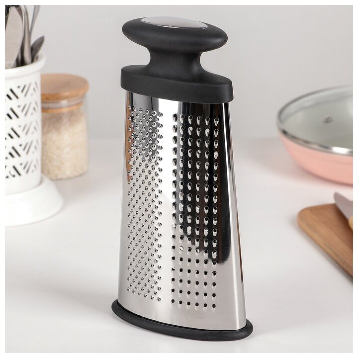 Тёрка овальная Доляна «Профи», 24×12×6 см, прорезиненная, цвет ручки чёрный