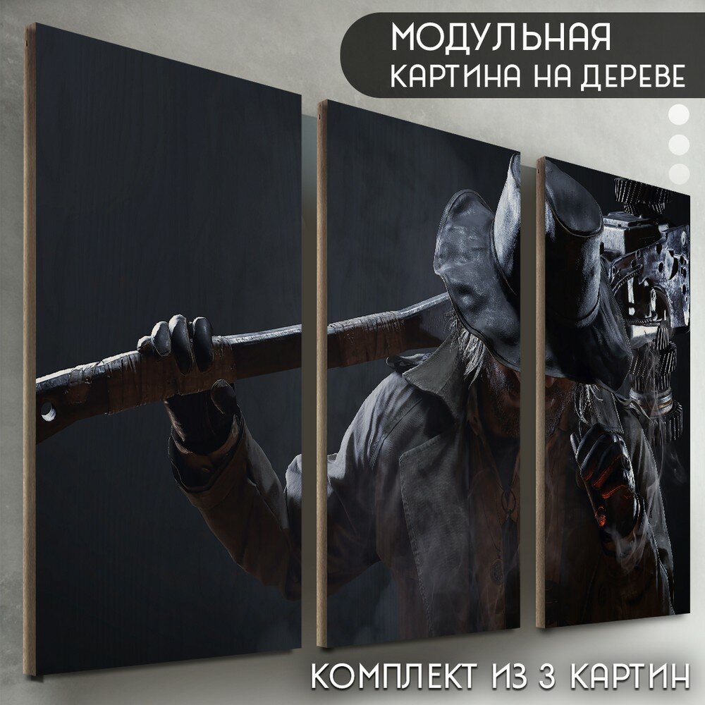 Модульная картина на дереве "игры Resident evil 8 the village (обитель зла, резидент ремейк, хоррор, Карл Гейзенберг) - 6323"