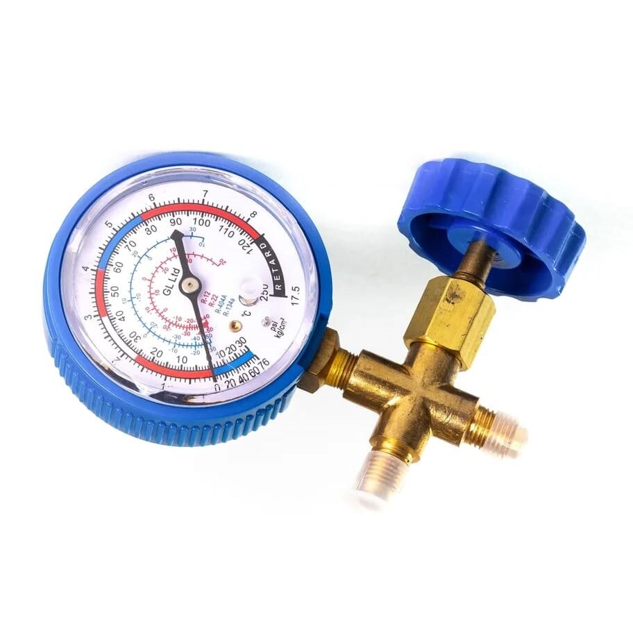 Манометрический коллектор, одновентильный, низкого давления SM02L (манометр для фреона R-12,22,134,404)