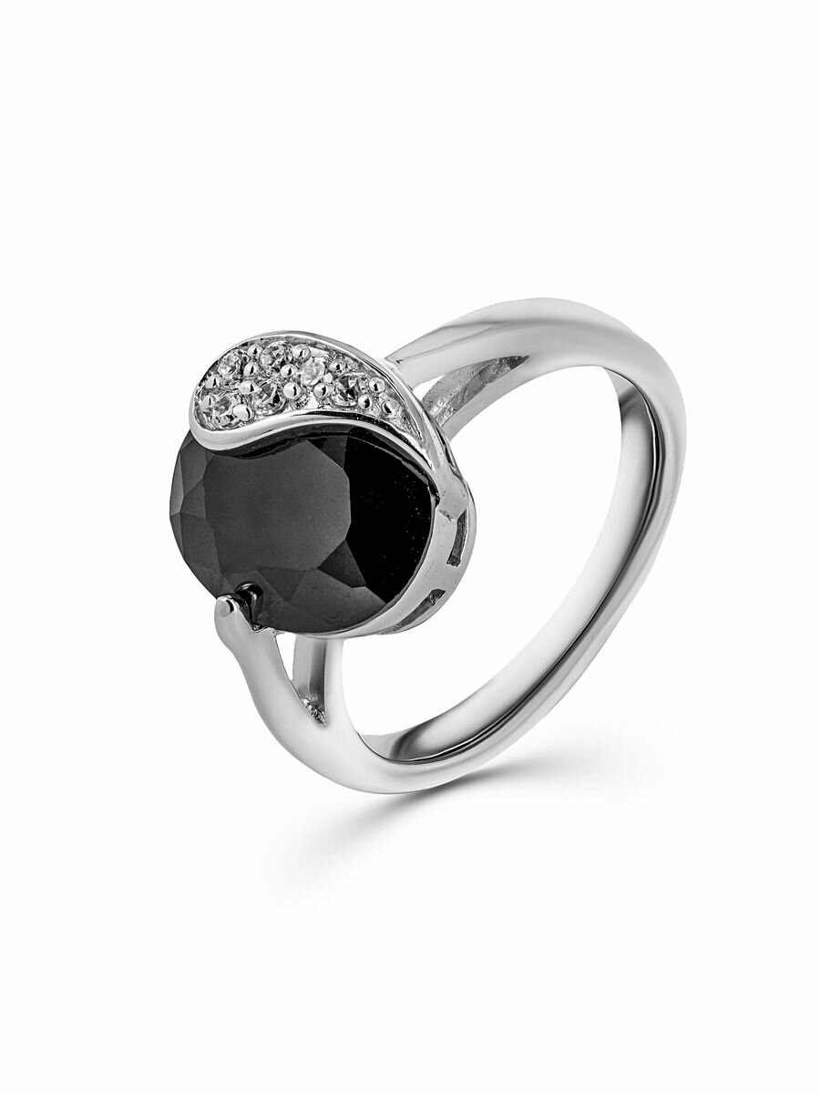 Кольцо, серебро, 925 проба, родирование, фианит