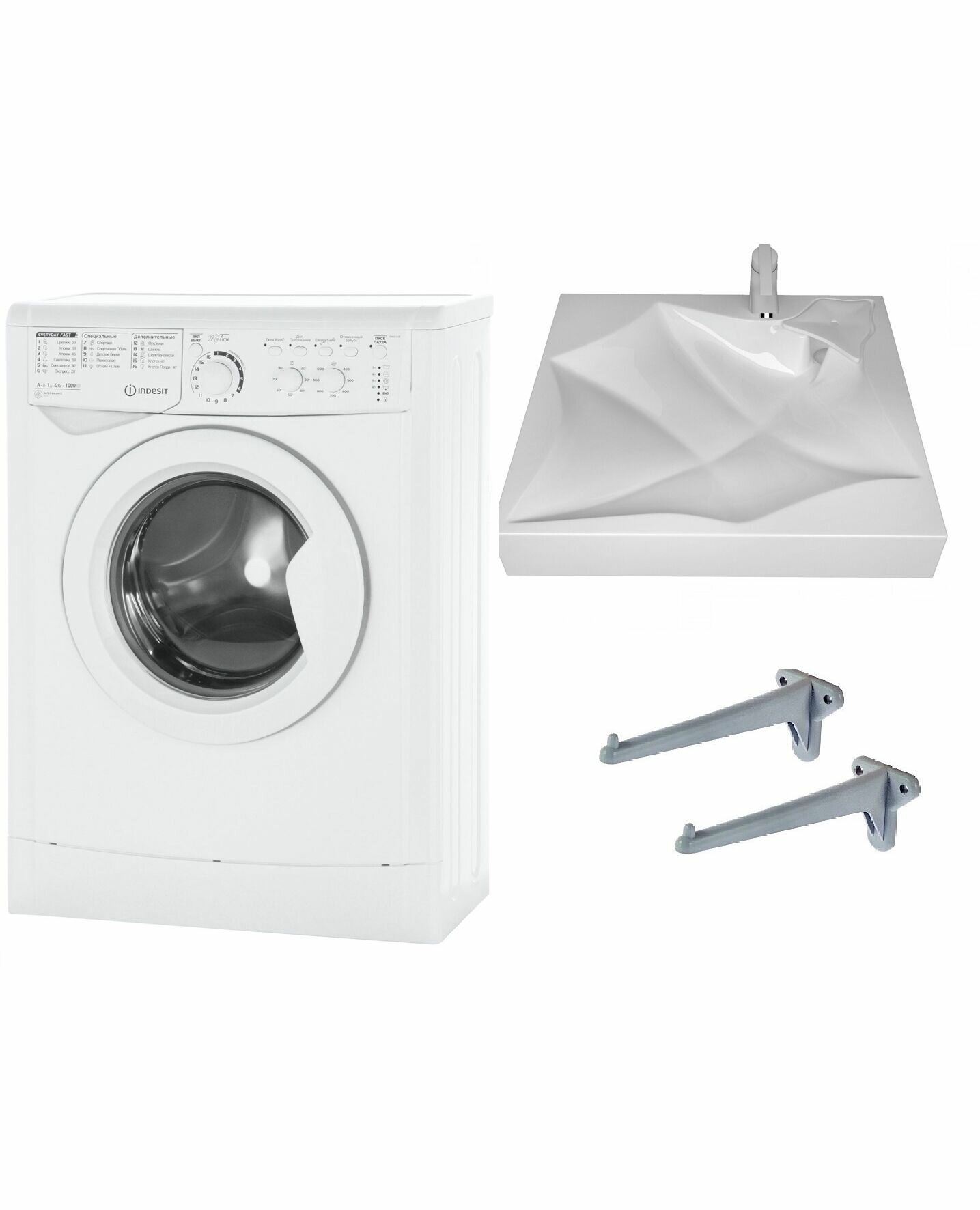 Стиральная машина Indesit EWUC 4105 и раковина Элиза 50