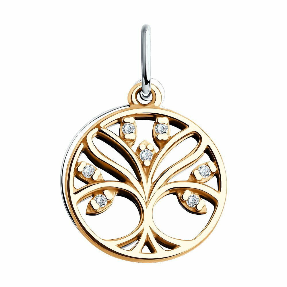 Подвеска, серебро, 925 проба, родирование, фианит