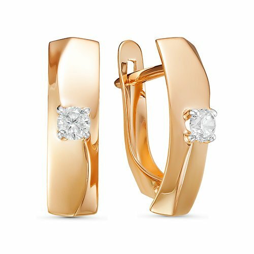 Серьги, красное золото, 585 проба, фианит