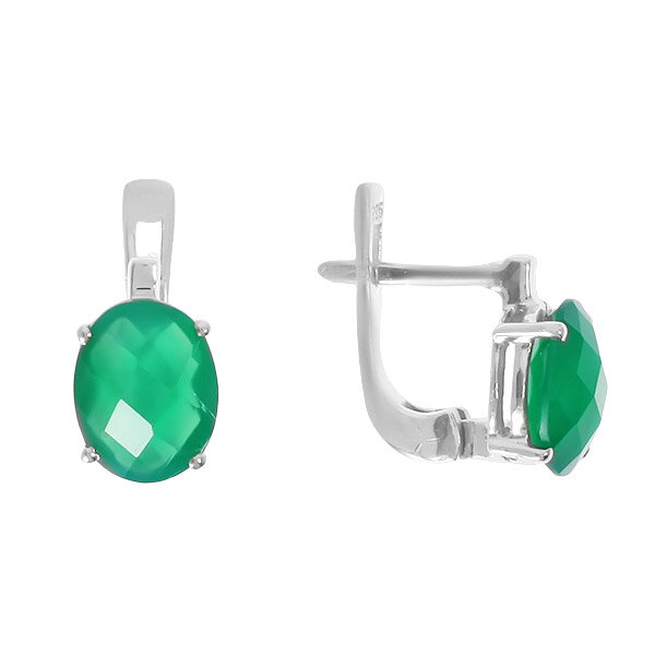 Серьги, серебро, 925 проба, хризопраз