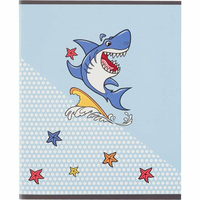 Тетрадь общая А5 48л Shark, клет, скреп, ВД-лак, 1819912