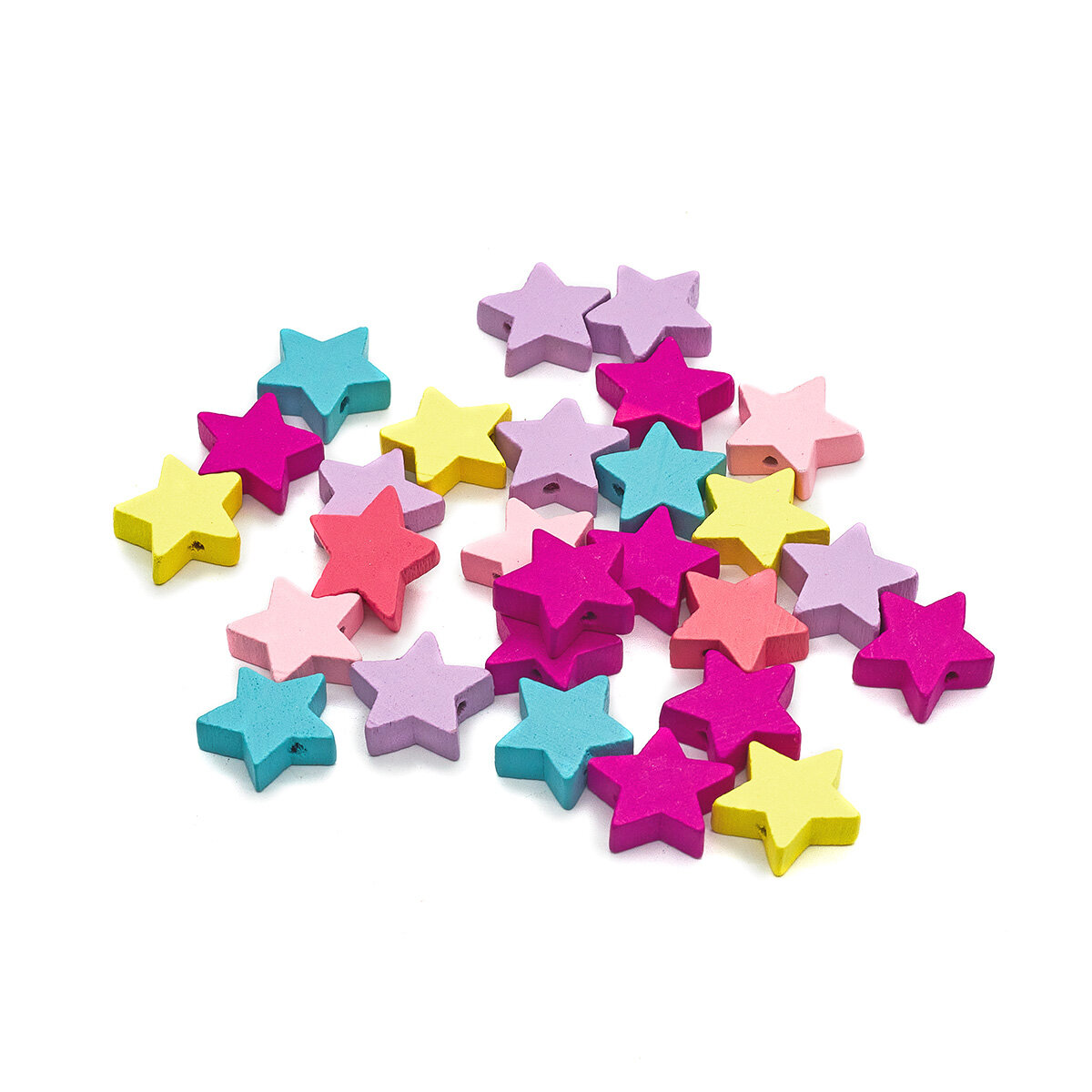 Бусины для рукоделия деревянные, цветные звездочки, 20 мм, 20гр, Astra&Craft (Светлый микс) (4AR2001)