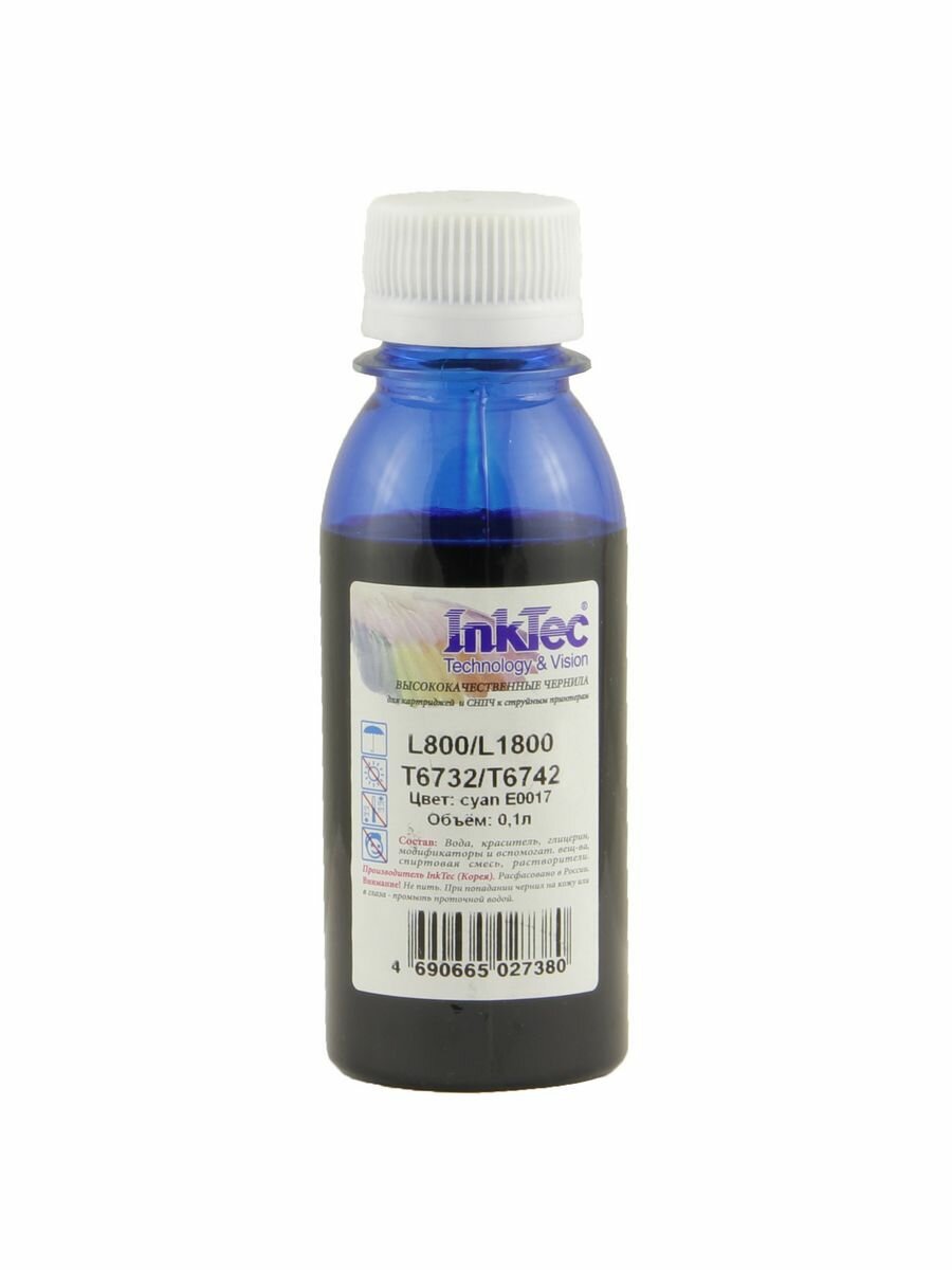 Чернила InkTec Epson L800/L1800 (T6732/ T6742), C, 0,1 л. голубые