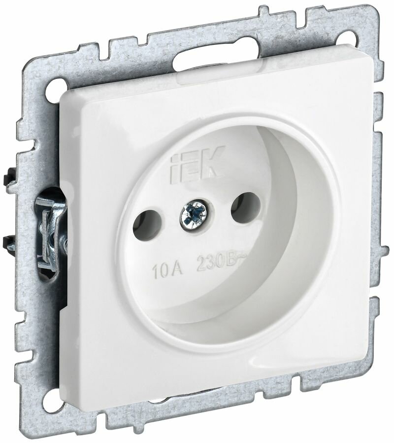 Розетка одинарная без заземления белый IEK Brite