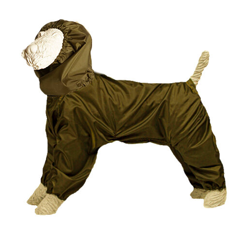 Комплект: Дождевик-комбинезон+Снуд (шапка) для лабрадора кобеля, повышенной прочности, цвет хаки