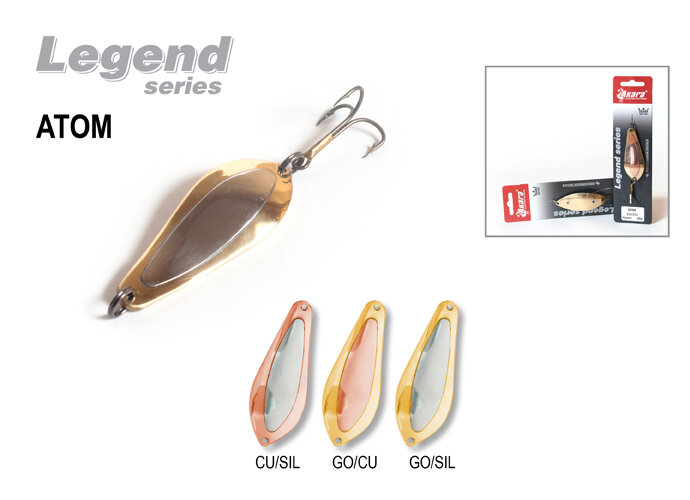 Блесна колебалка Akara Legend Atom со вставкой 70 мм 15 гр. Cu(Sil)