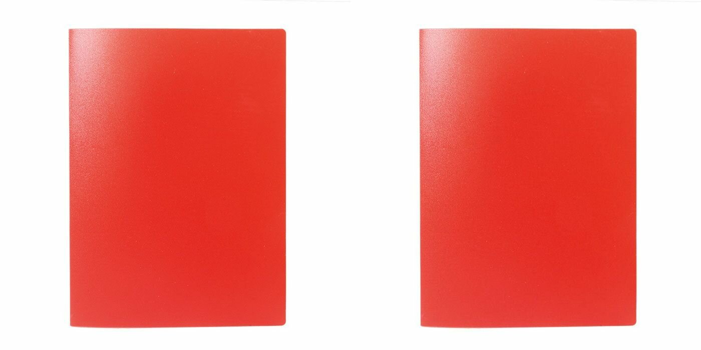 Lite Папка с файлами, А4, 40 файлов, 500 мкм, красная, 2 шт.